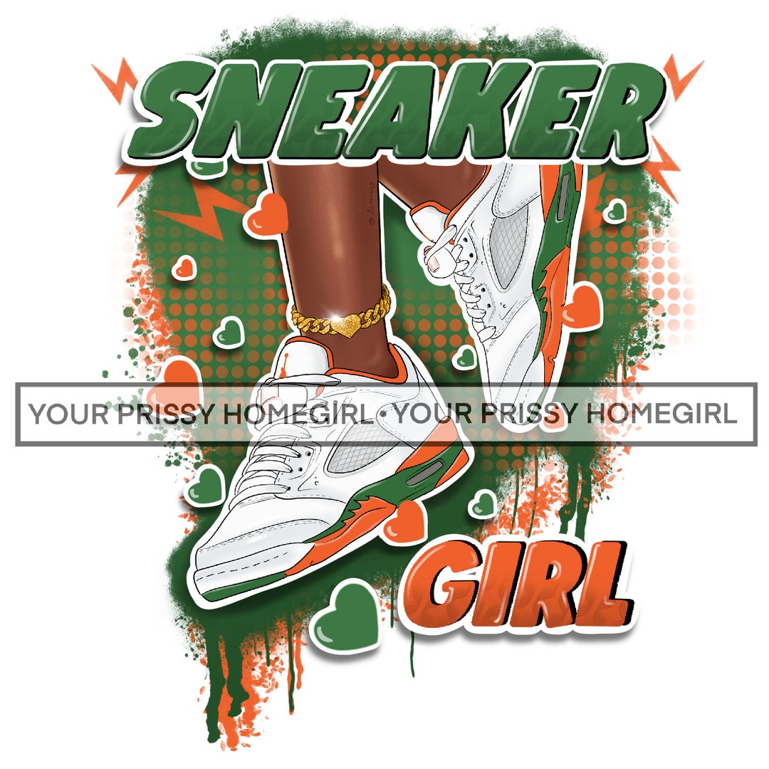 Orange and Green Sneaker Girl Png Sublimation Design Download, Sneaker ...