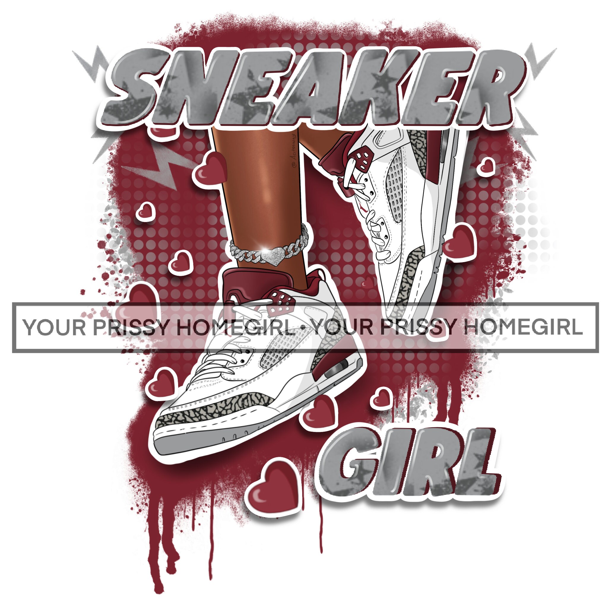 Maroon Spike Sneaker Girl Png Sublimation Design Download, Sneaker Life ...