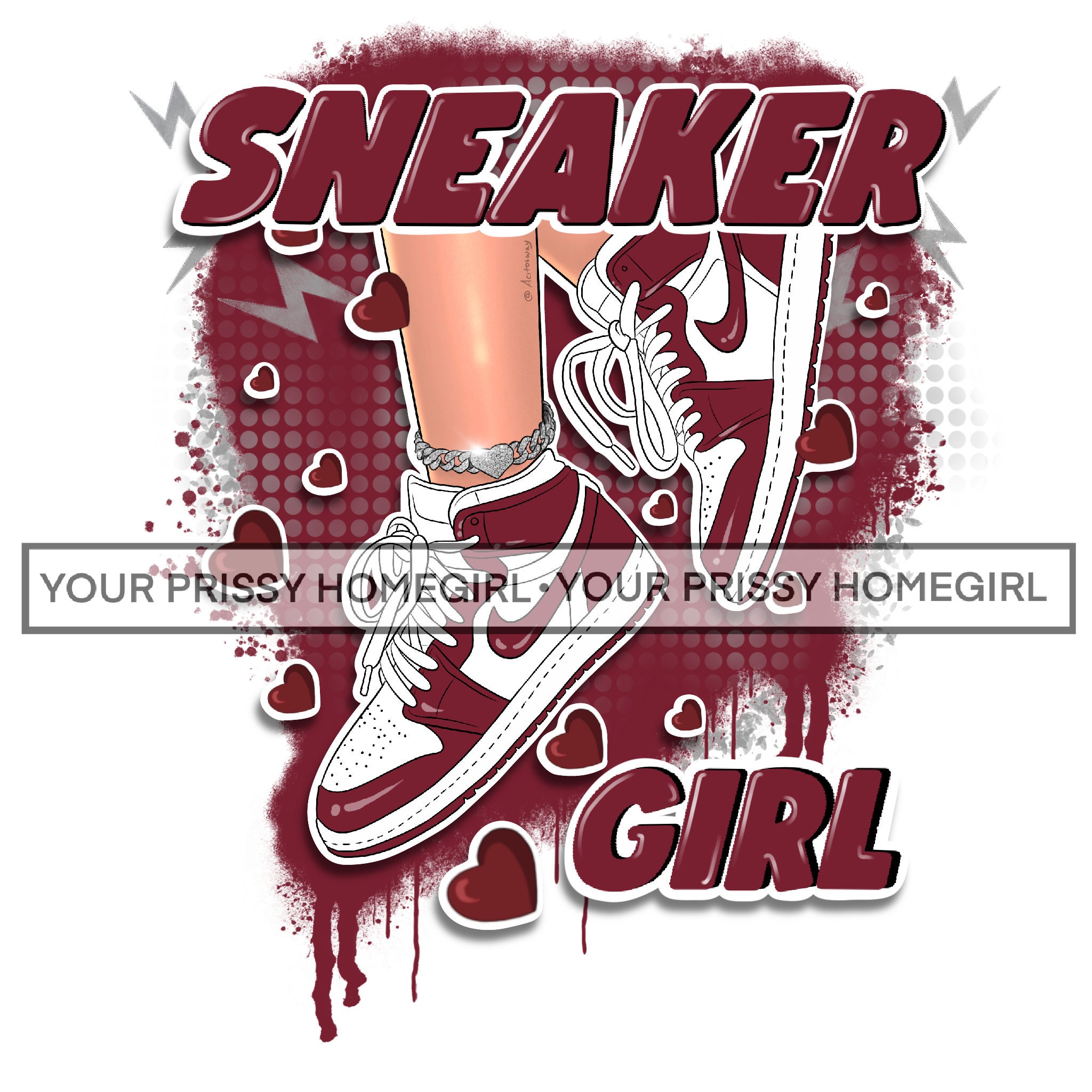 Maroon Sneaker Girl PNG, Sublimation Design (2 Files) - Etsy