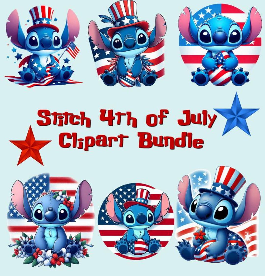 Stitch 4th of July Clipart Bundle | 38 PNG Files | Independence Day USA ...