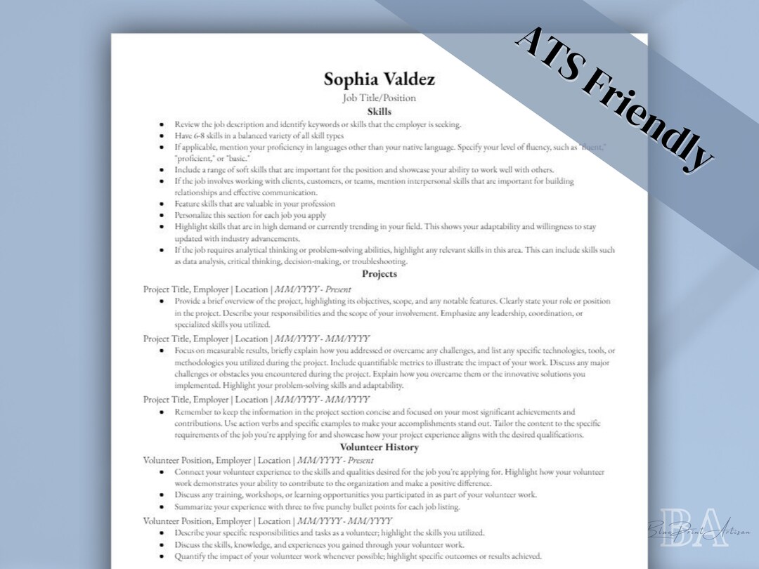 ATS Friendly Resume Template Word, Pages, Resume Google Docs, Cover ...