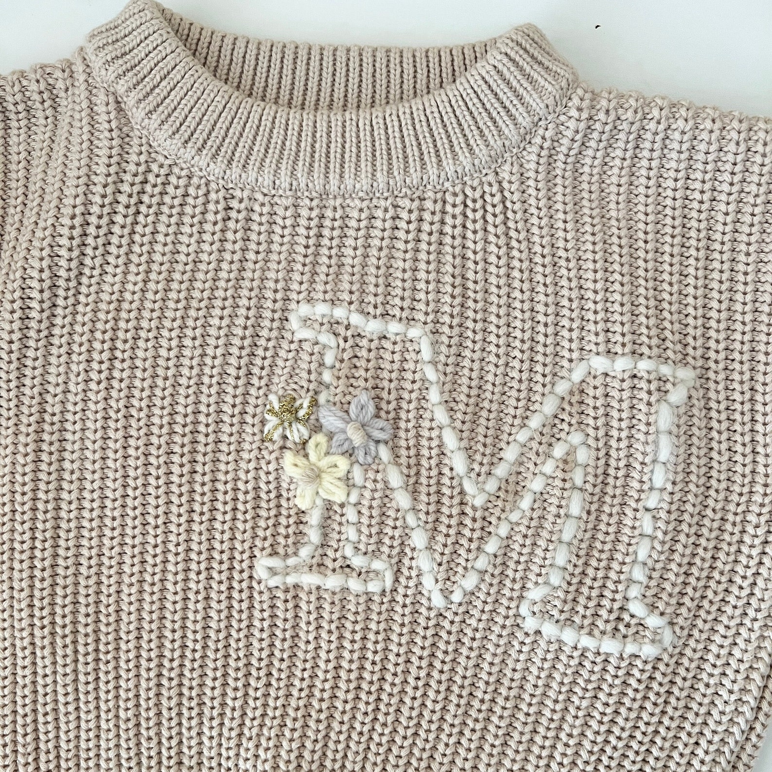 Hand Embroidered Personalised Baby and Kids Name Sweater, Custom Name ...