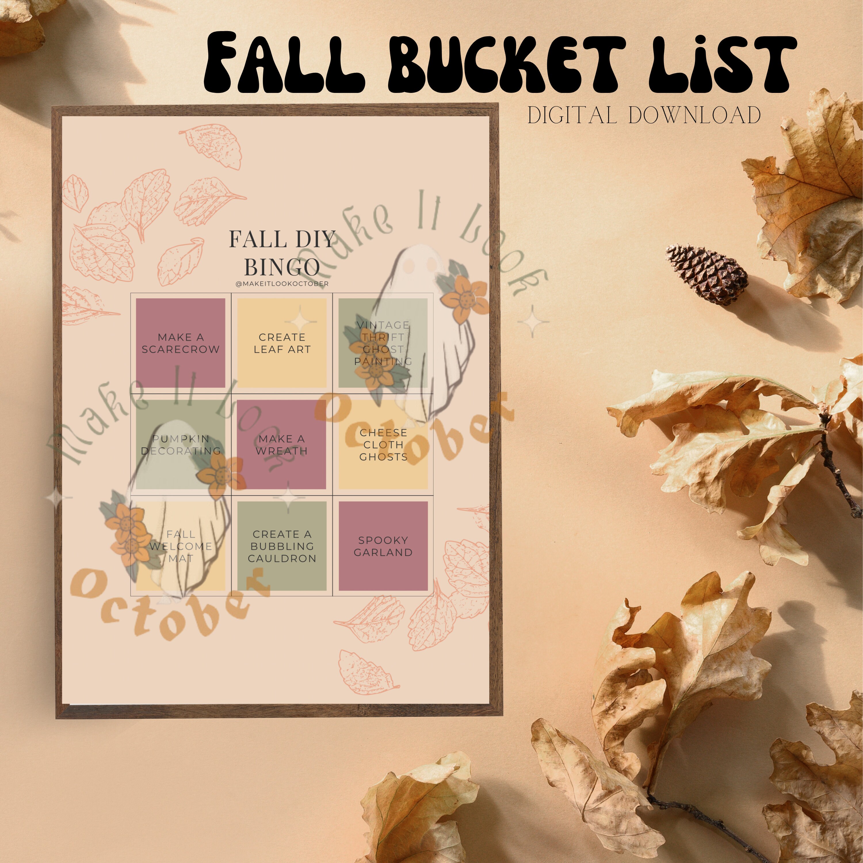Fall Diy Bucket List INSTANT DOWNLOAD, Fall Bingo List, Fall Activity ...