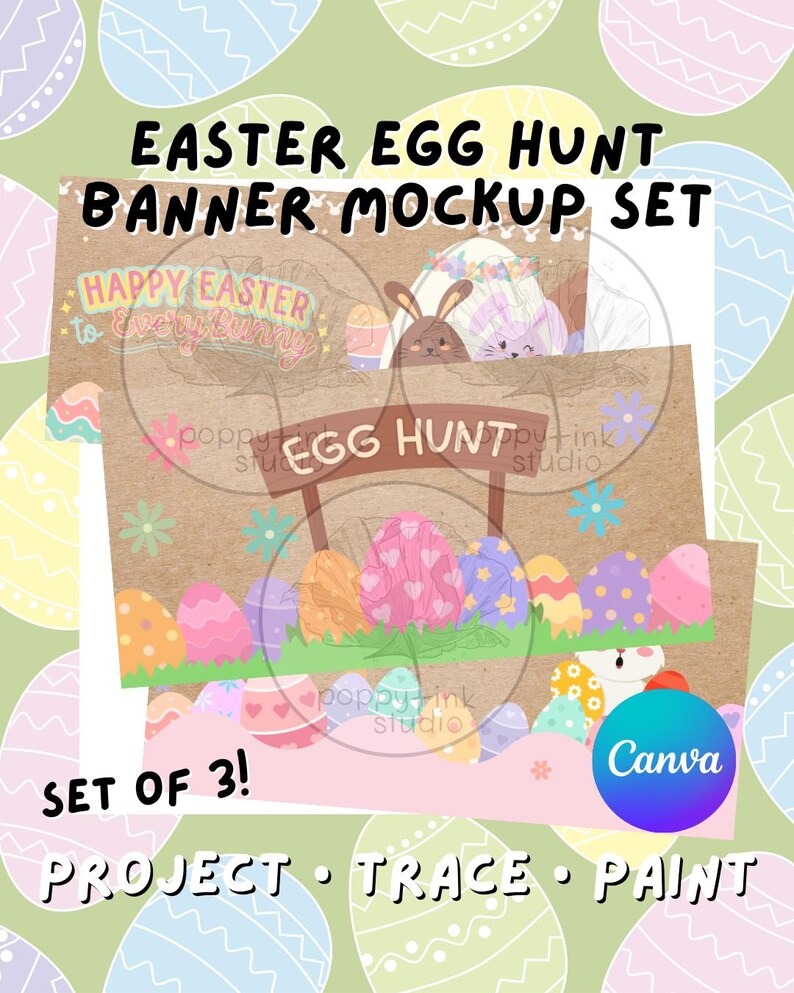 Egg Hunt Banner, Easter Tracing Template, Sign Painting Mock up Digital ...