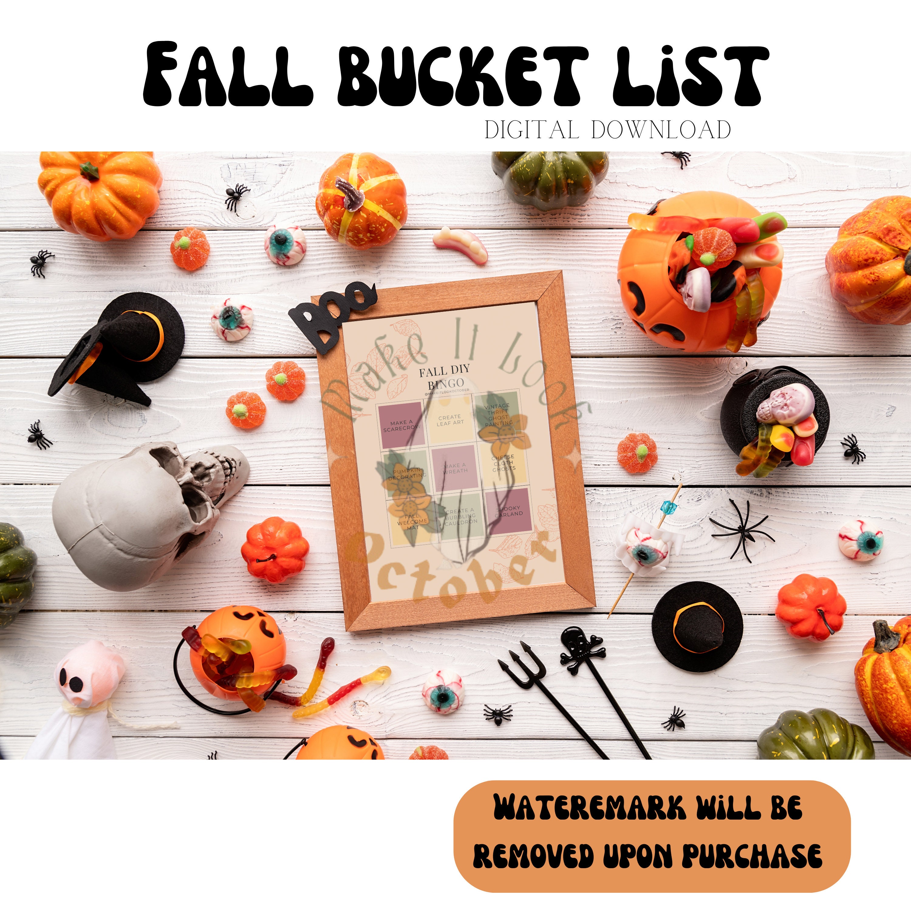 Fall Diy Bucket List INSTANT DOWNLOAD, Fall Bingo List, Fall Activity ...