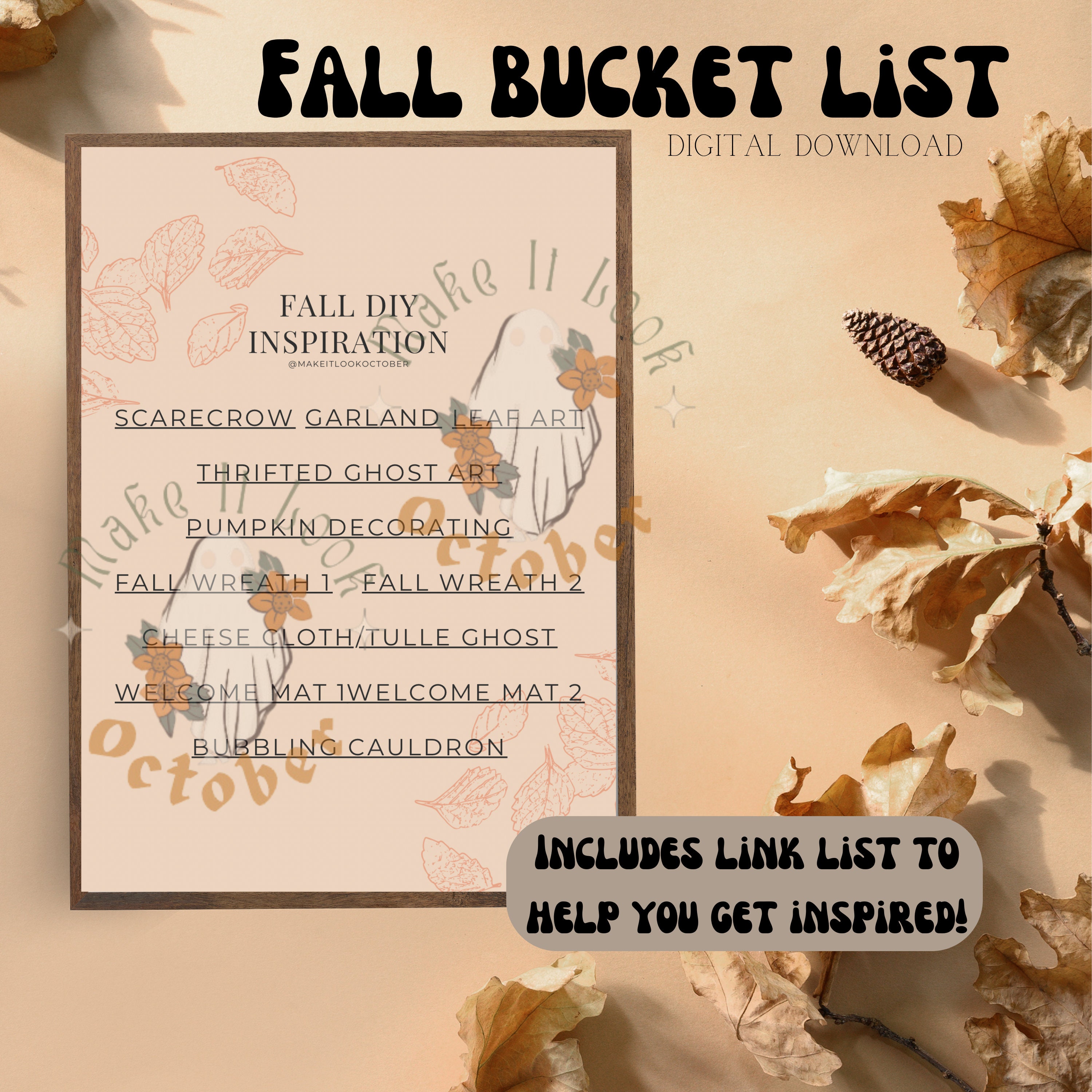 Fall Diy Bucket List INSTANT DOWNLOAD, Fall Bingo List, Fall Activity ...