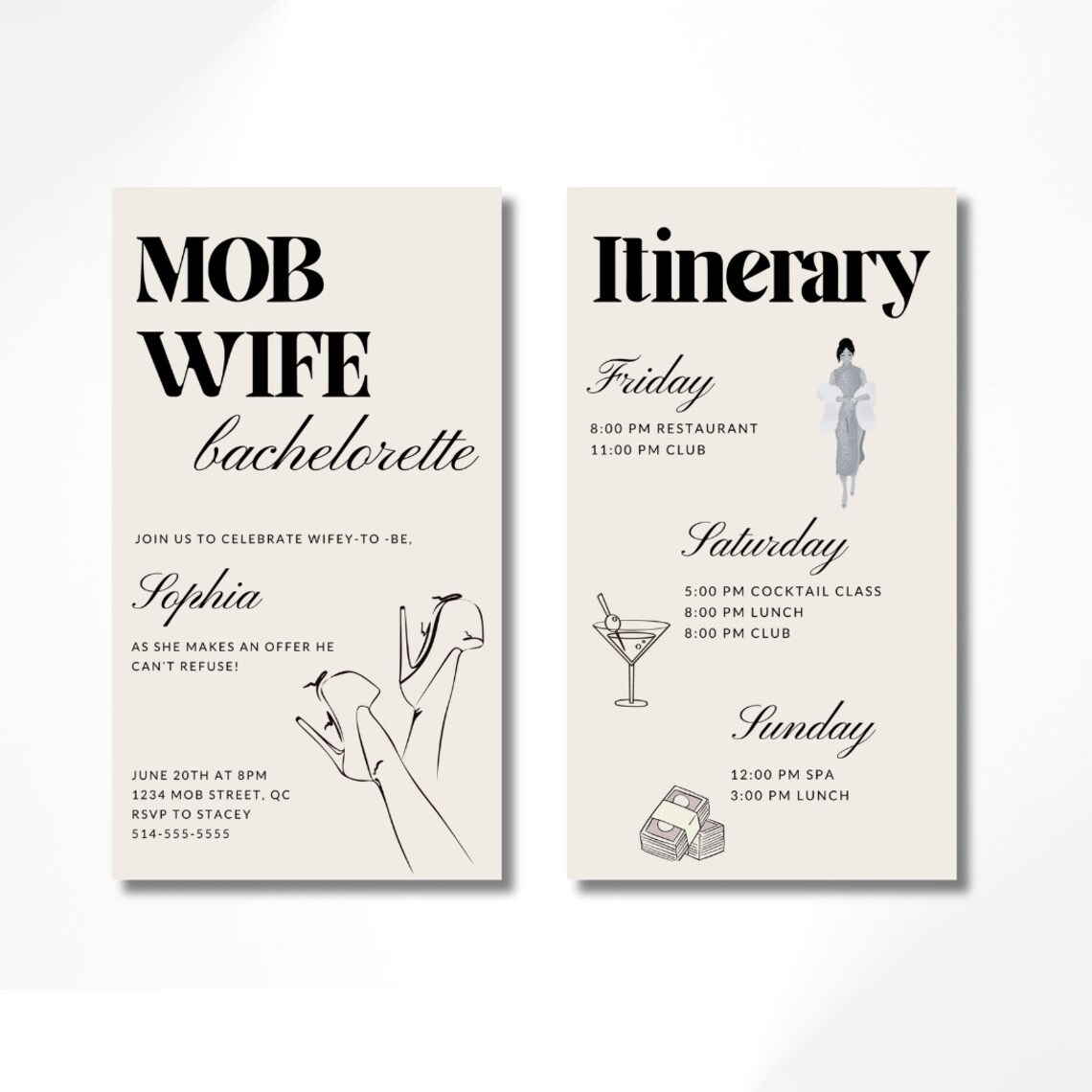 Electronic Mob Wife Bachelorette Party Invitation Template, Glitz and ...