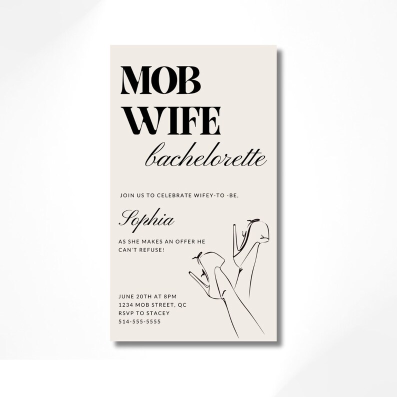 Electronic Mob Wife Bachelorette Party Invitation Template, Glitz and ...