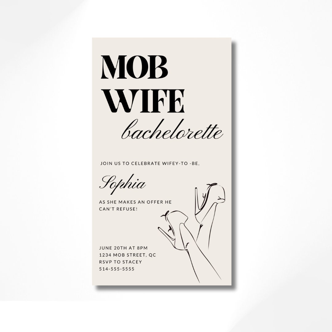 Electronic Mob Wife Bachelorette Party Invitation Template, Glitz and ...