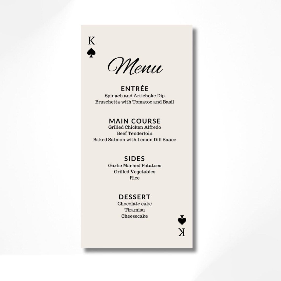 Classy Casino Event Menu, Poker Party Menu, Casino Menu Template ...