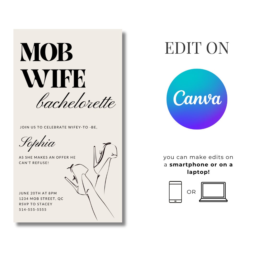 Electronic Mob Wife Bachelorette Party Invitation Template, Glitz and ...