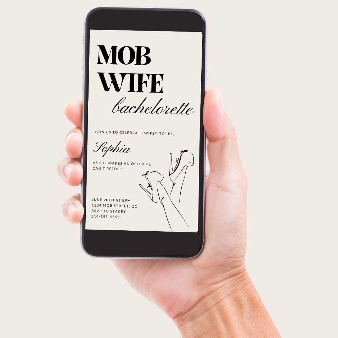 Electronic Mob Wife Bachelorette Party Invitation Template, Glitz and ...