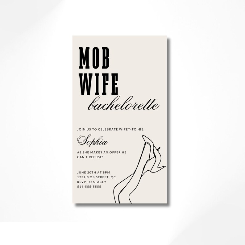 Electronic Mob Wife Bachelorette Party Invitation Template, Glitz and ...