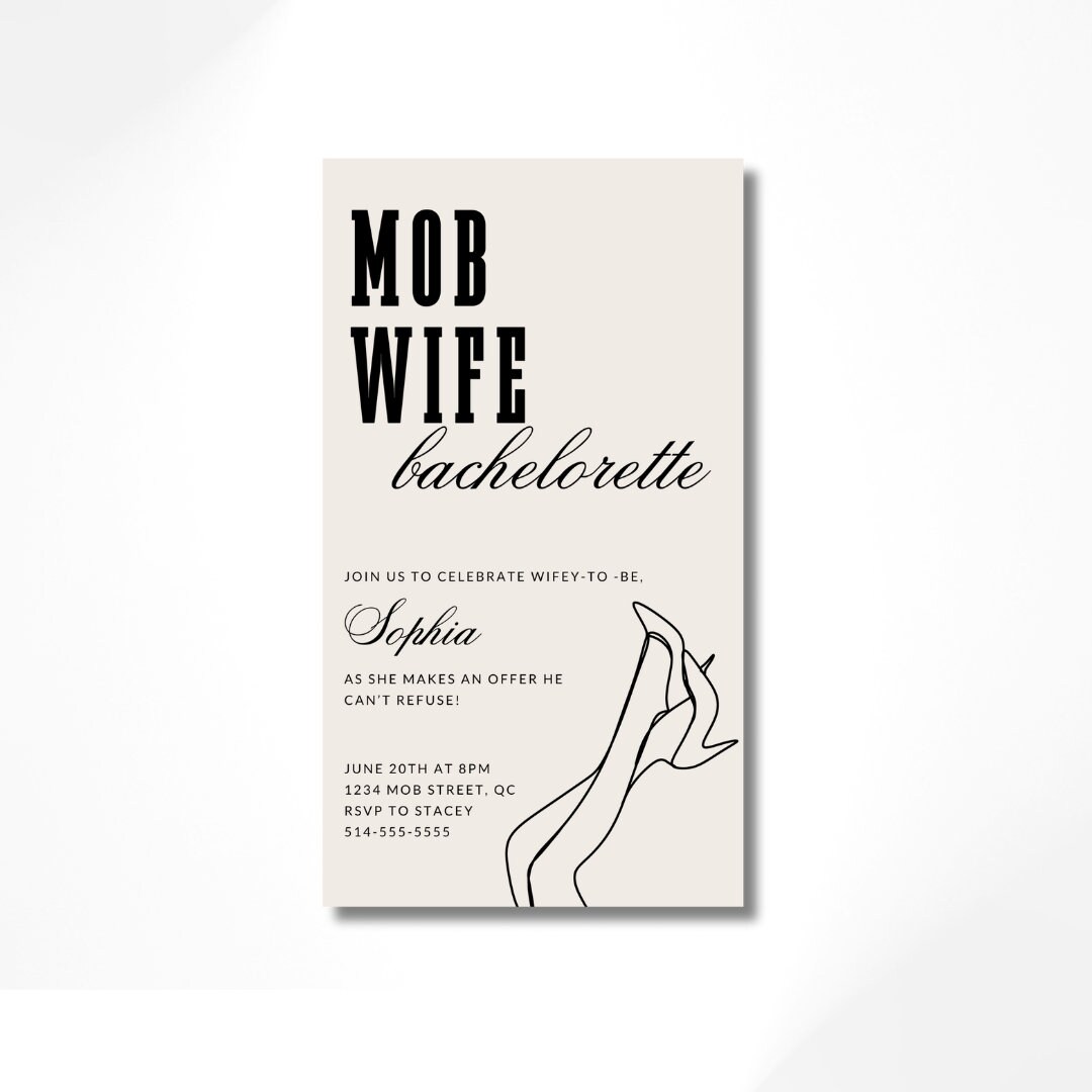 Electronic Mob Wife Bachelorette Party Invitation Template, Glitz and ...