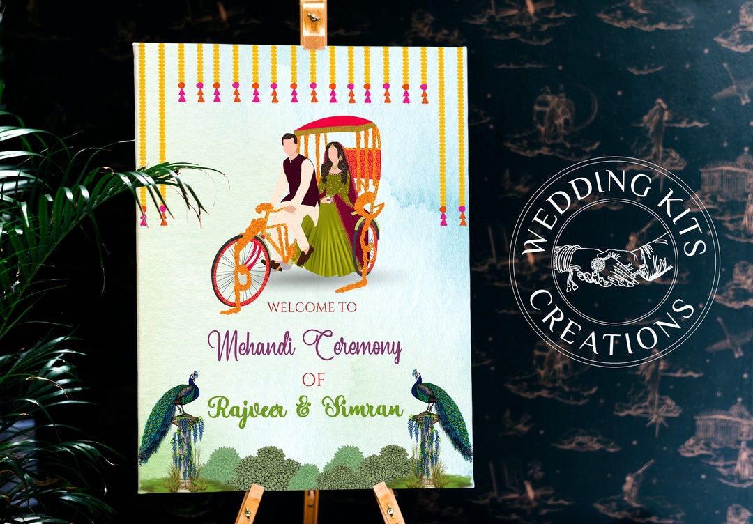 Mehandi Signages Mendhi Sign Haldi Sign Mehndi Welcome - Etsy