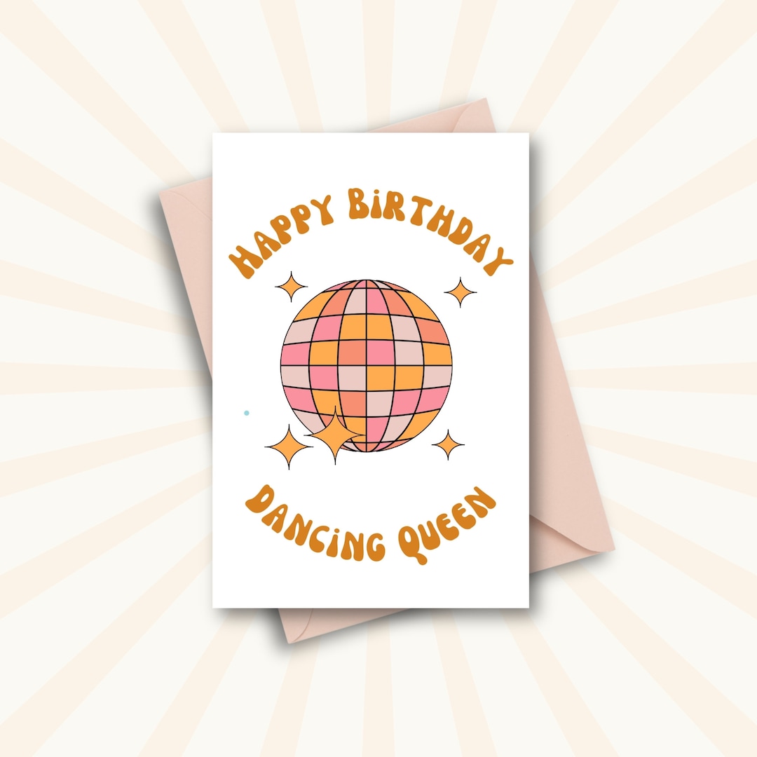 Disco Happy Birthday Greeting Card - Printable - Etsy