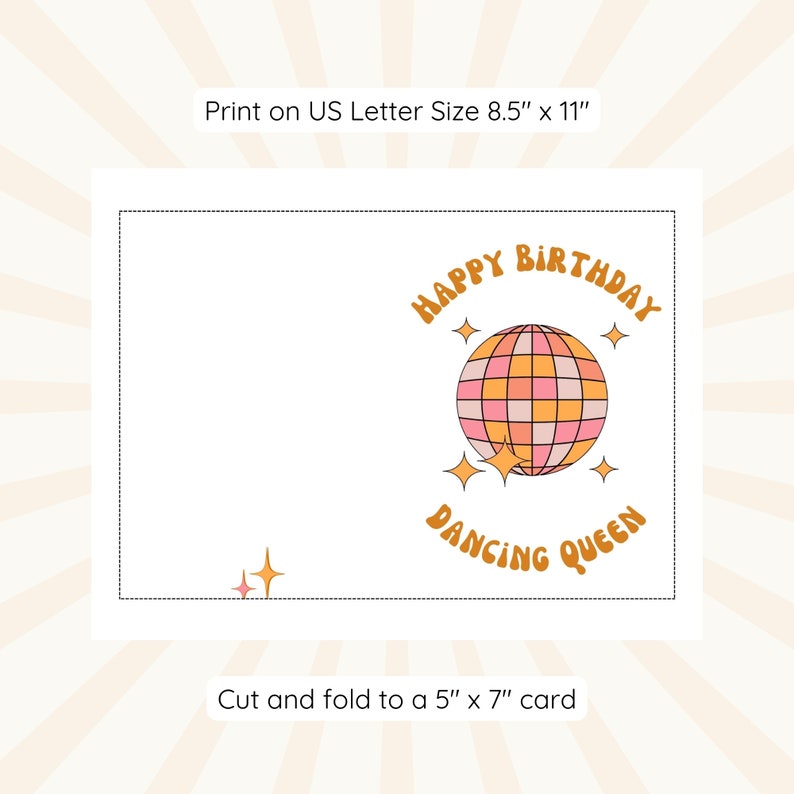 Disco Happy Birthday Greeting Card - Printable - Etsy