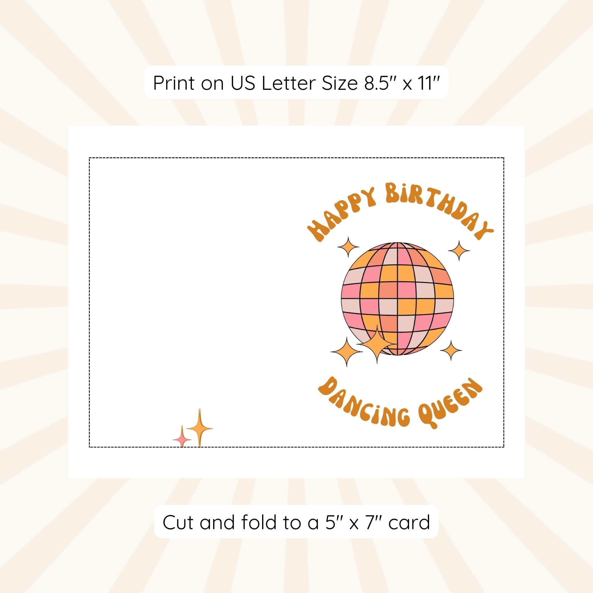Disco Happy Birthday Greeting Card - Printable - Etsy