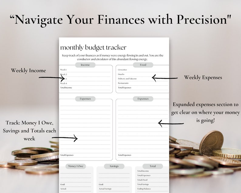 Monthly Budget, Budget Tracker, Financial Check-in - Etsy
