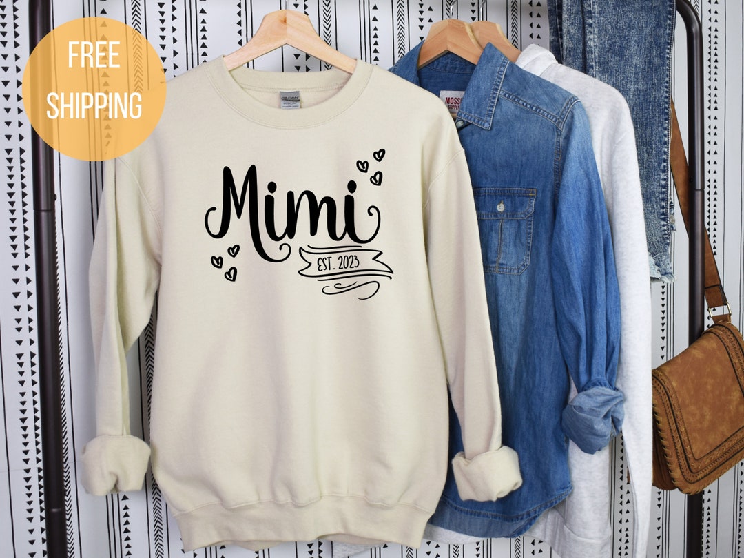 Mimi Est. Crewneck Sweatshirt, Custom Gift for New Grandma, Mimi Present, Sweatshirt for Mimi - Etsy