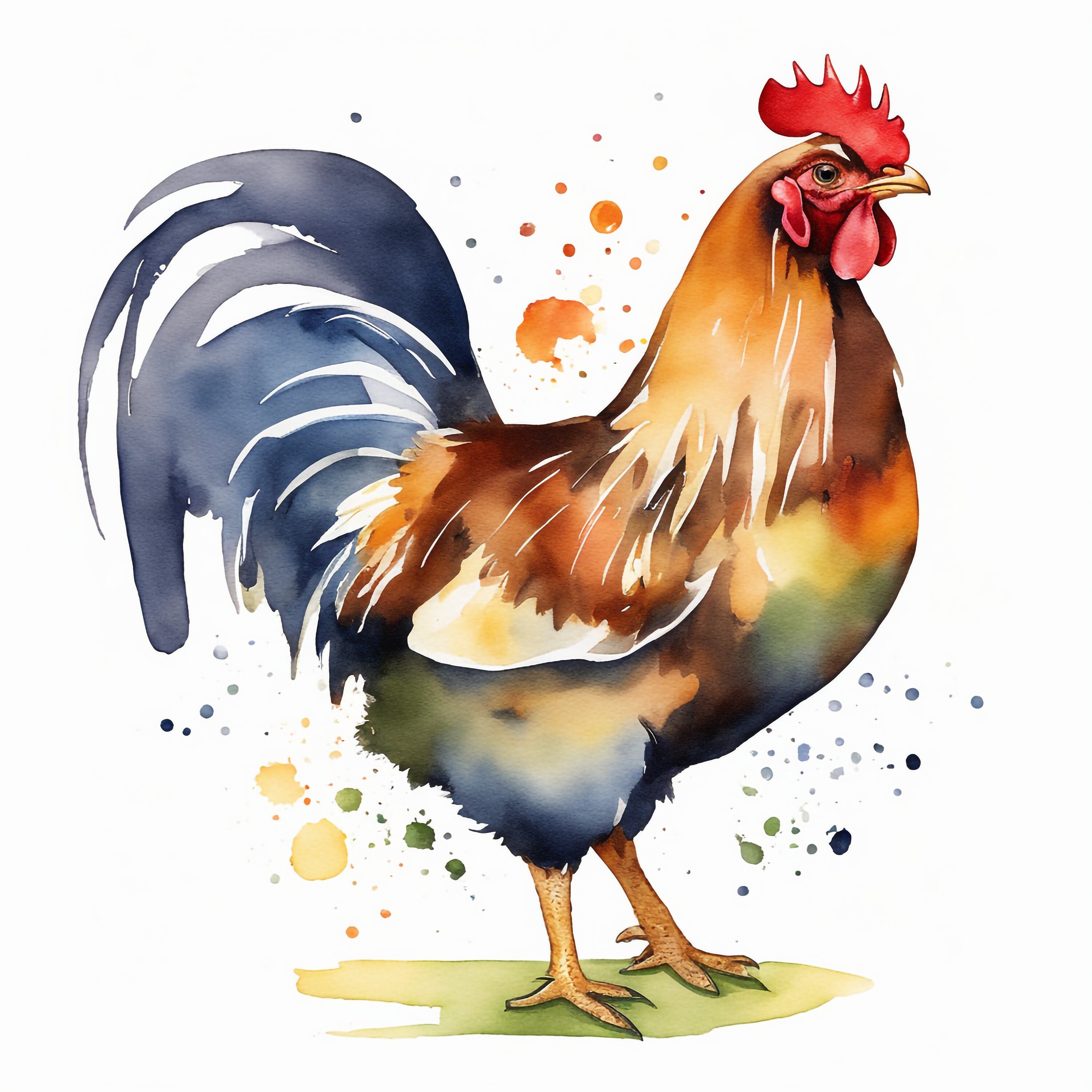 Watercolor Chicken Clipart - Etsy