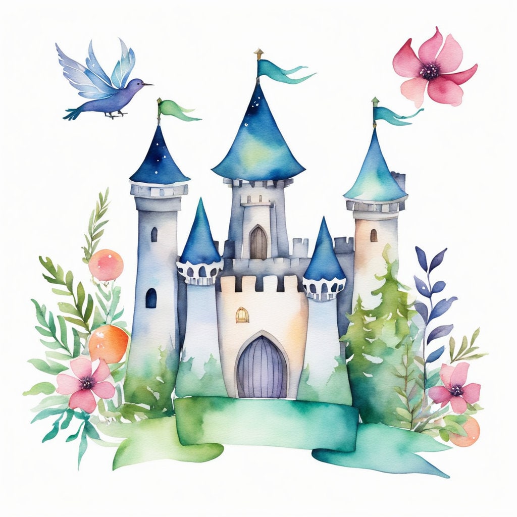 Watercolor Fairy Tale Clipart, Fairytale Castle Clipart, Royal Carriage ...