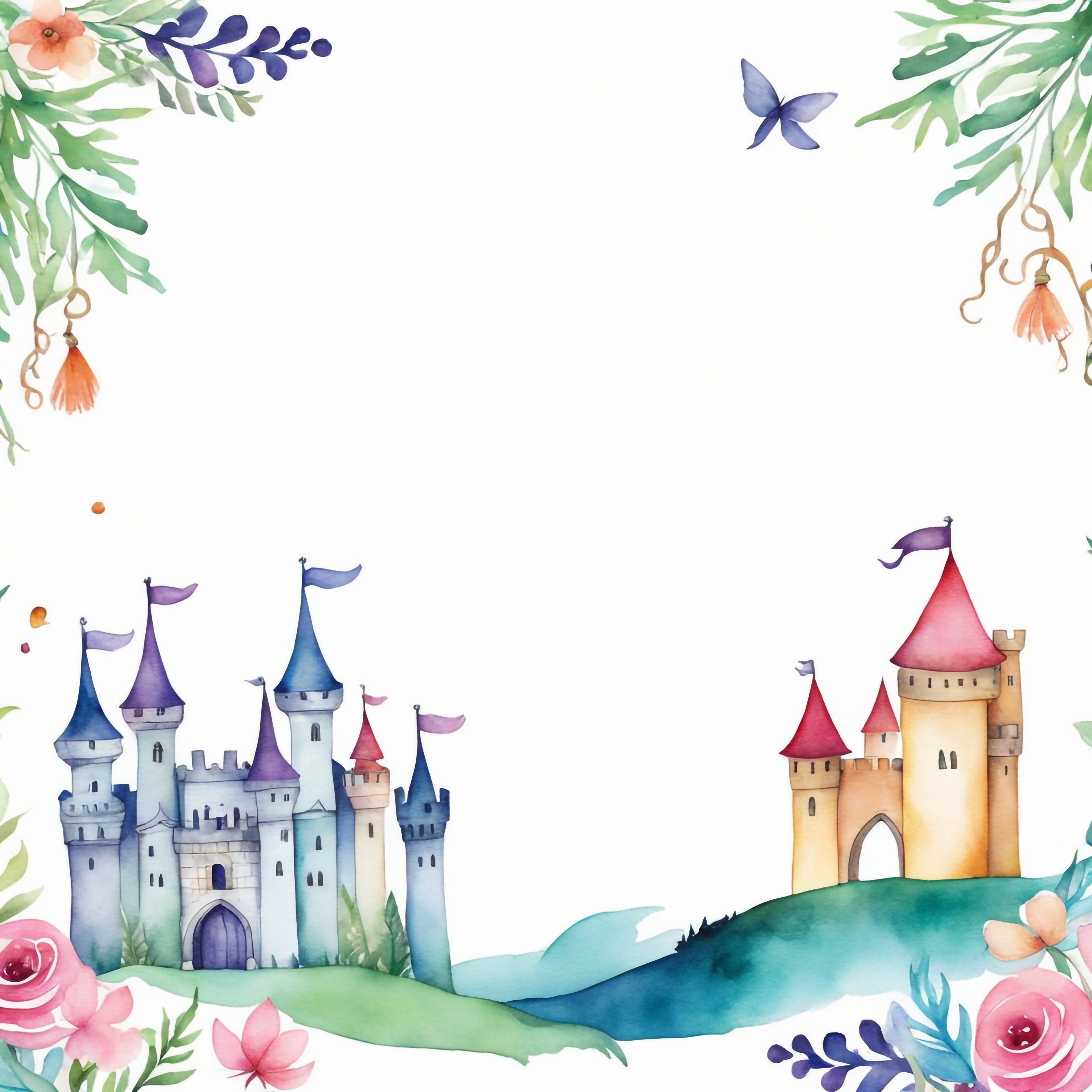 Watercolor Fairy Tale Clipart, Fairytale Castle Clipart, Royal Carriage ...
