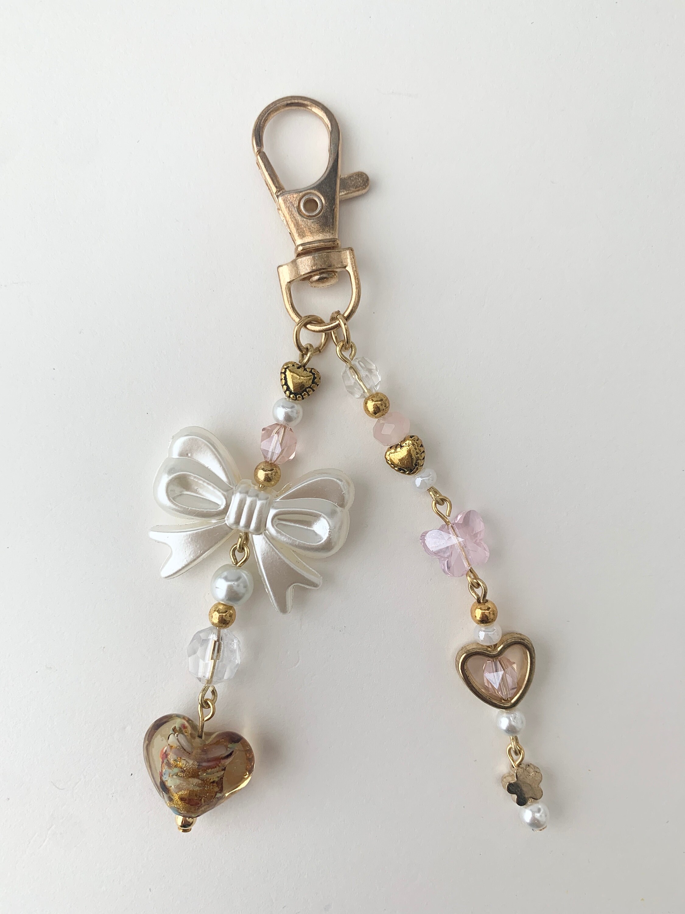 Elegant Pink and Gold Keychain - Etsy