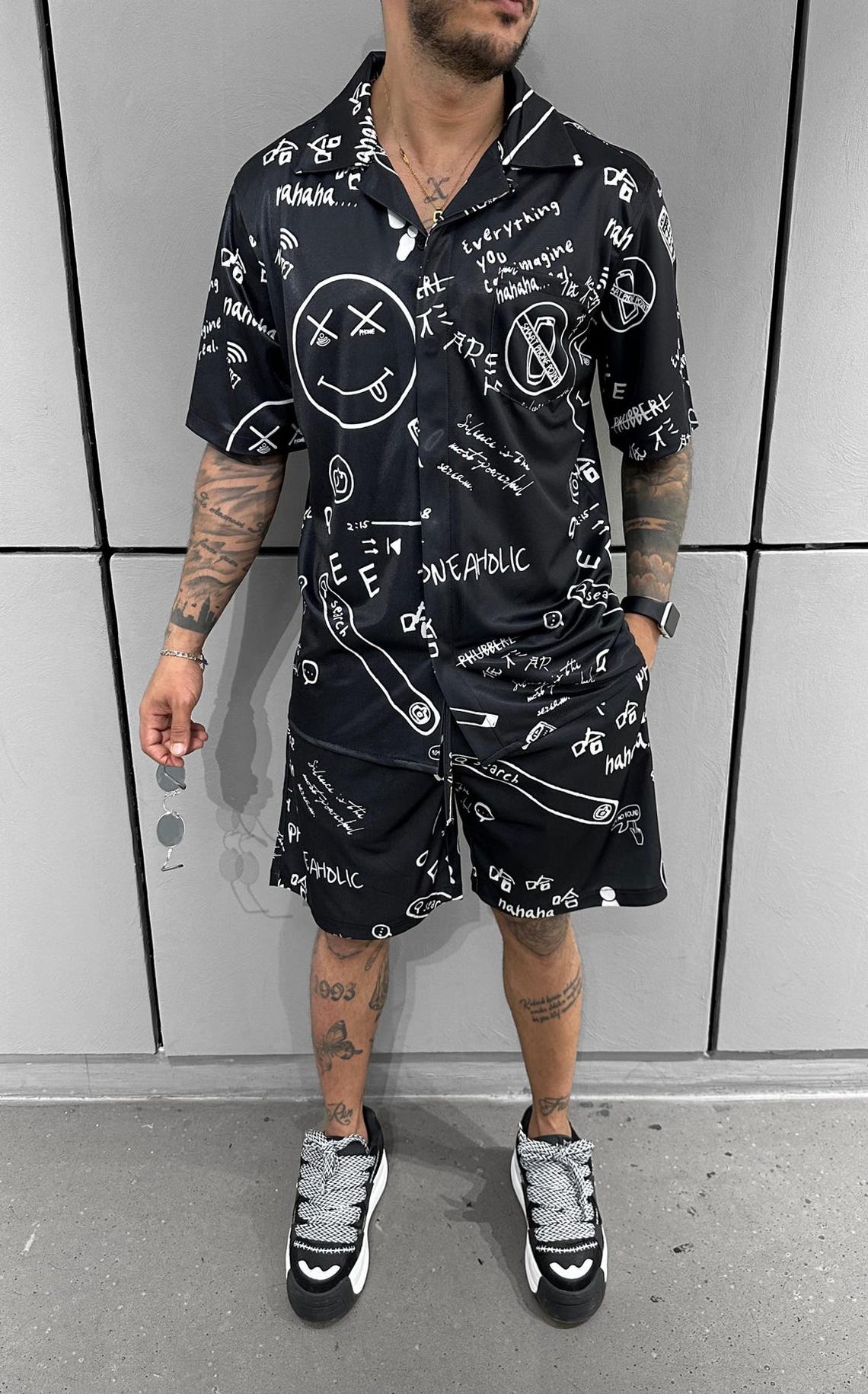 Men’s Summer Set | Graphic Print Shirt and Shorts | Streetwear 2 Piece ...