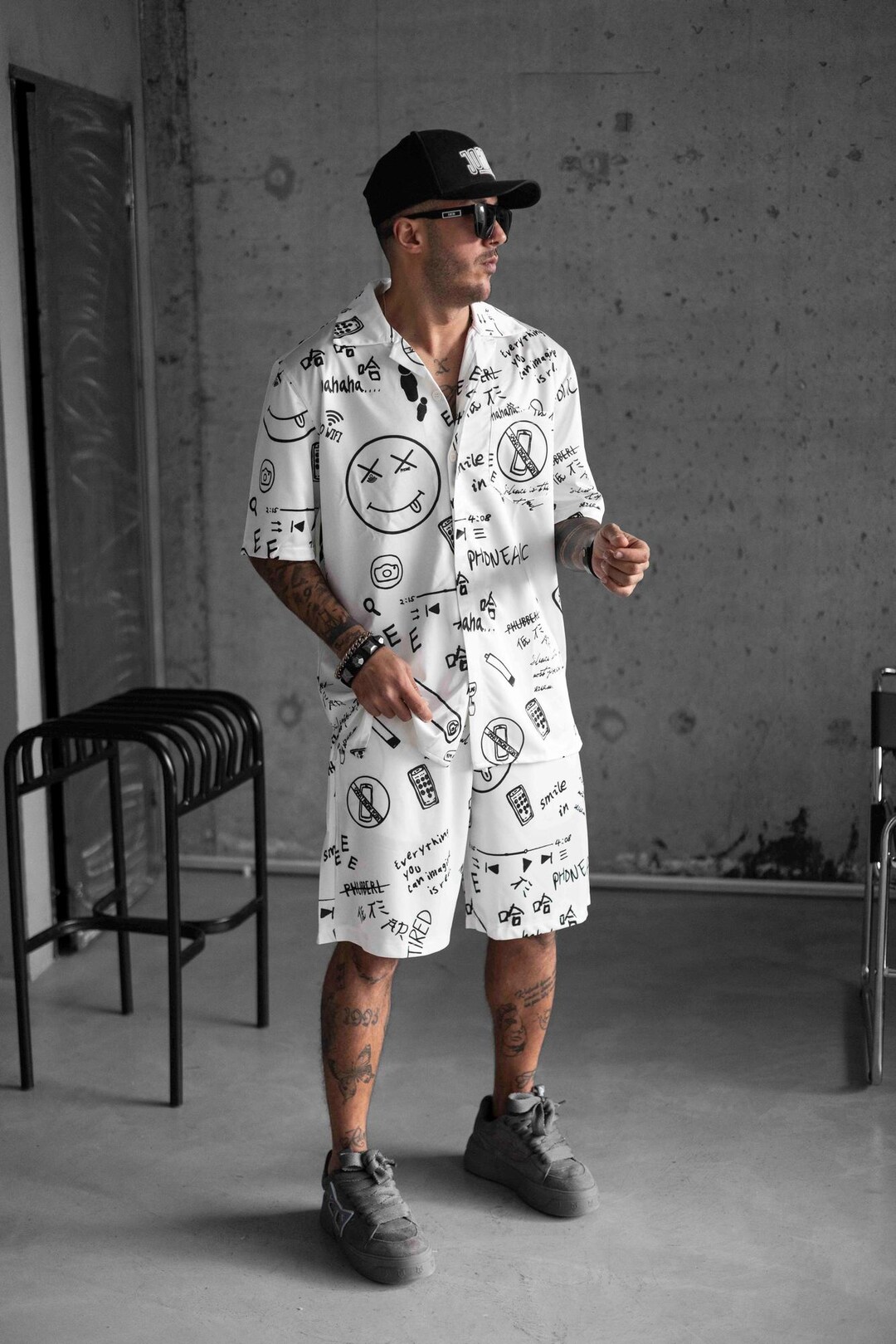 Men’s Summer Set | Graphic Print Shirt and Shorts | Streetwear 2 Piece ...