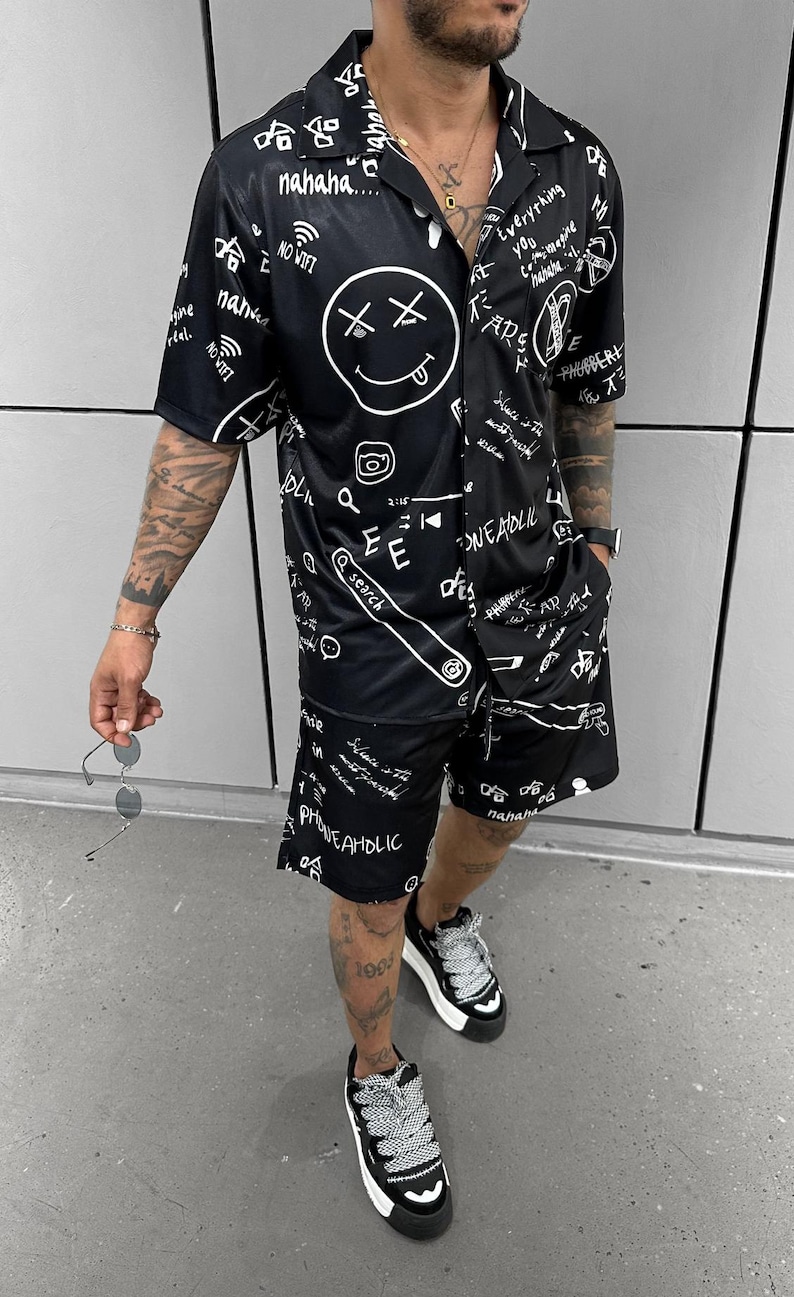 Men’s Summer Set | Graphic Print Shirt and Shorts | Streetwear 2 Piece ...