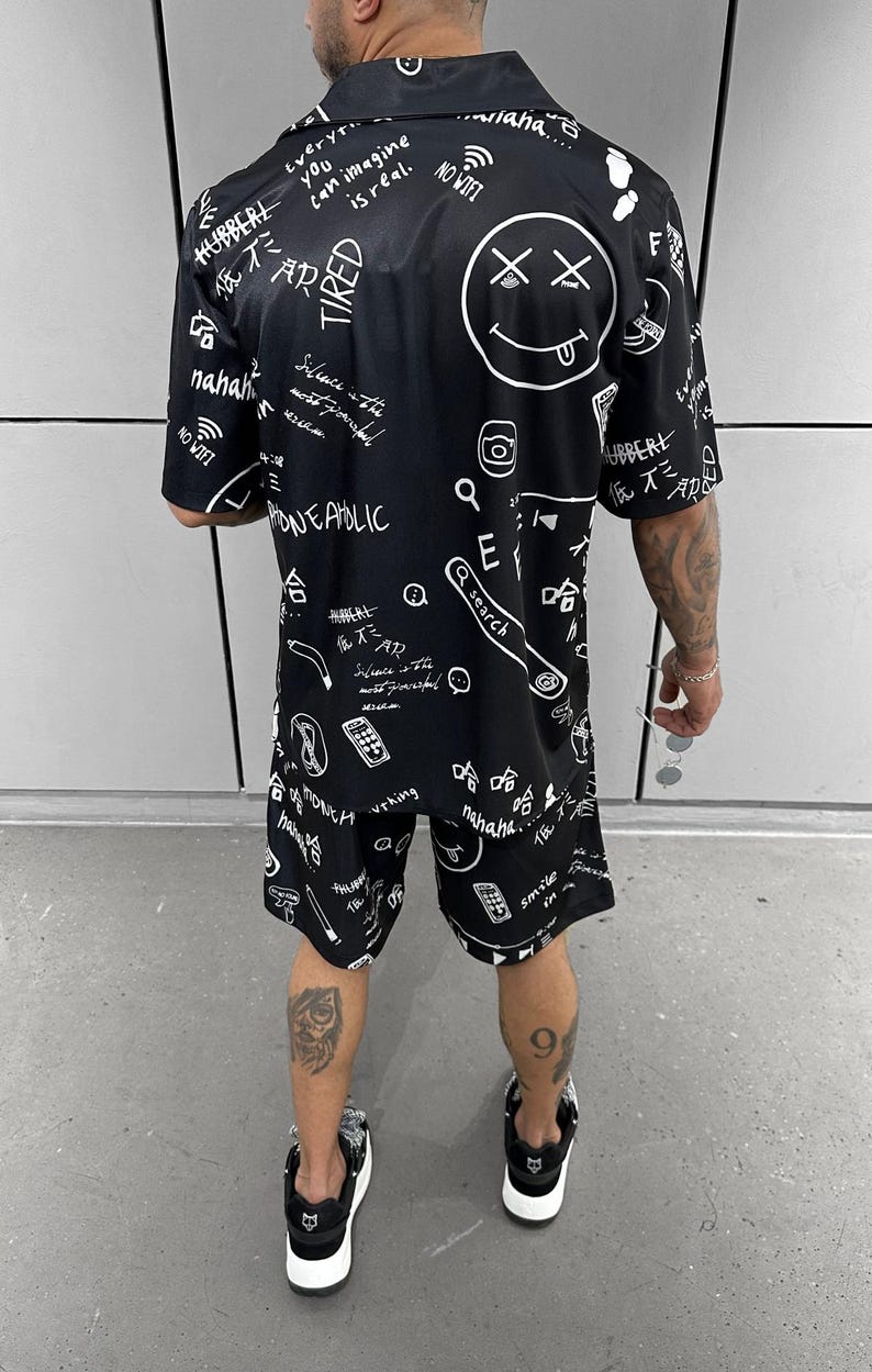 Men’s Summer Set | Graphic Print Shirt and Shorts | Streetwear 2 Piece ...