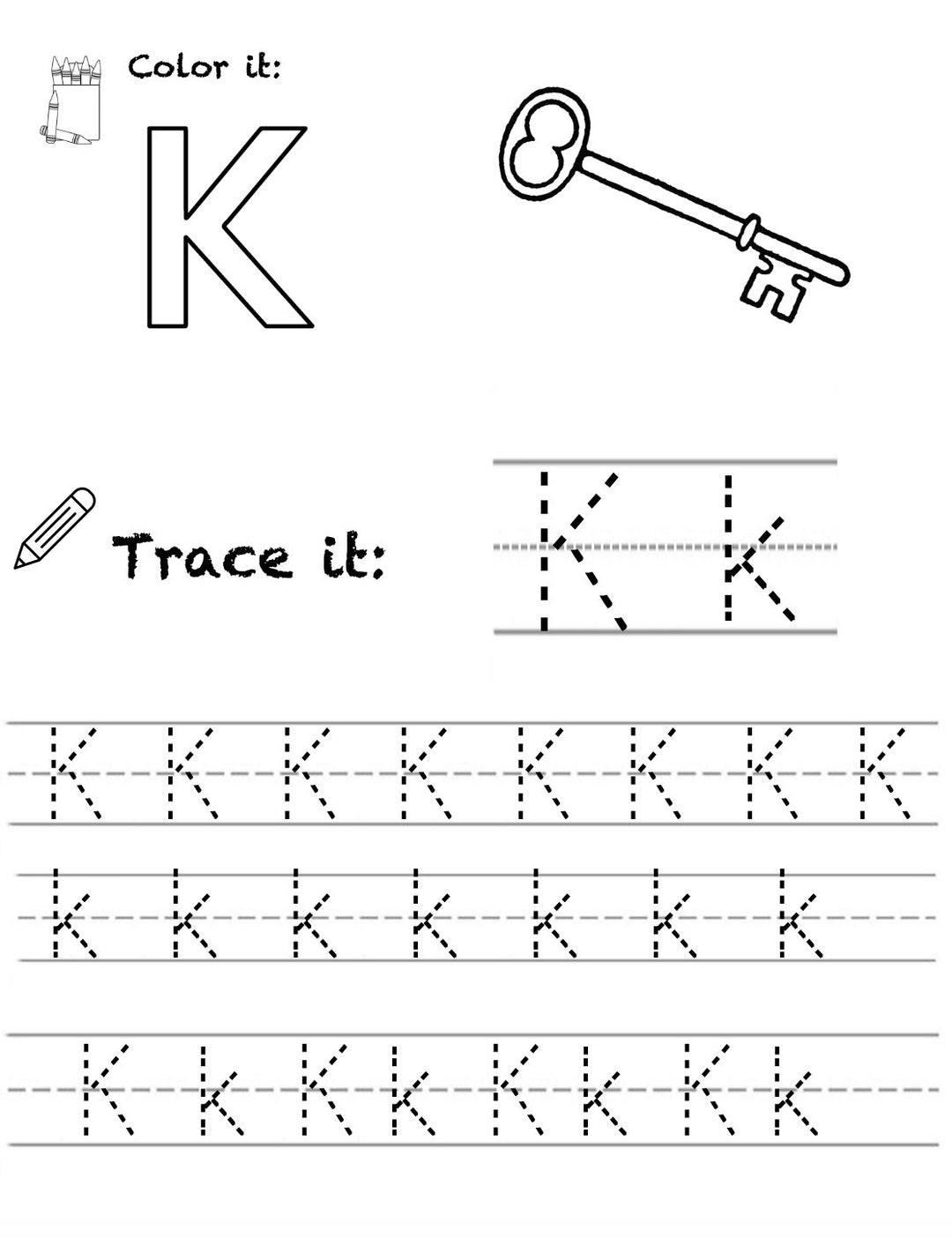 Alphabet Tracing and Identification - Letter K - Etsy