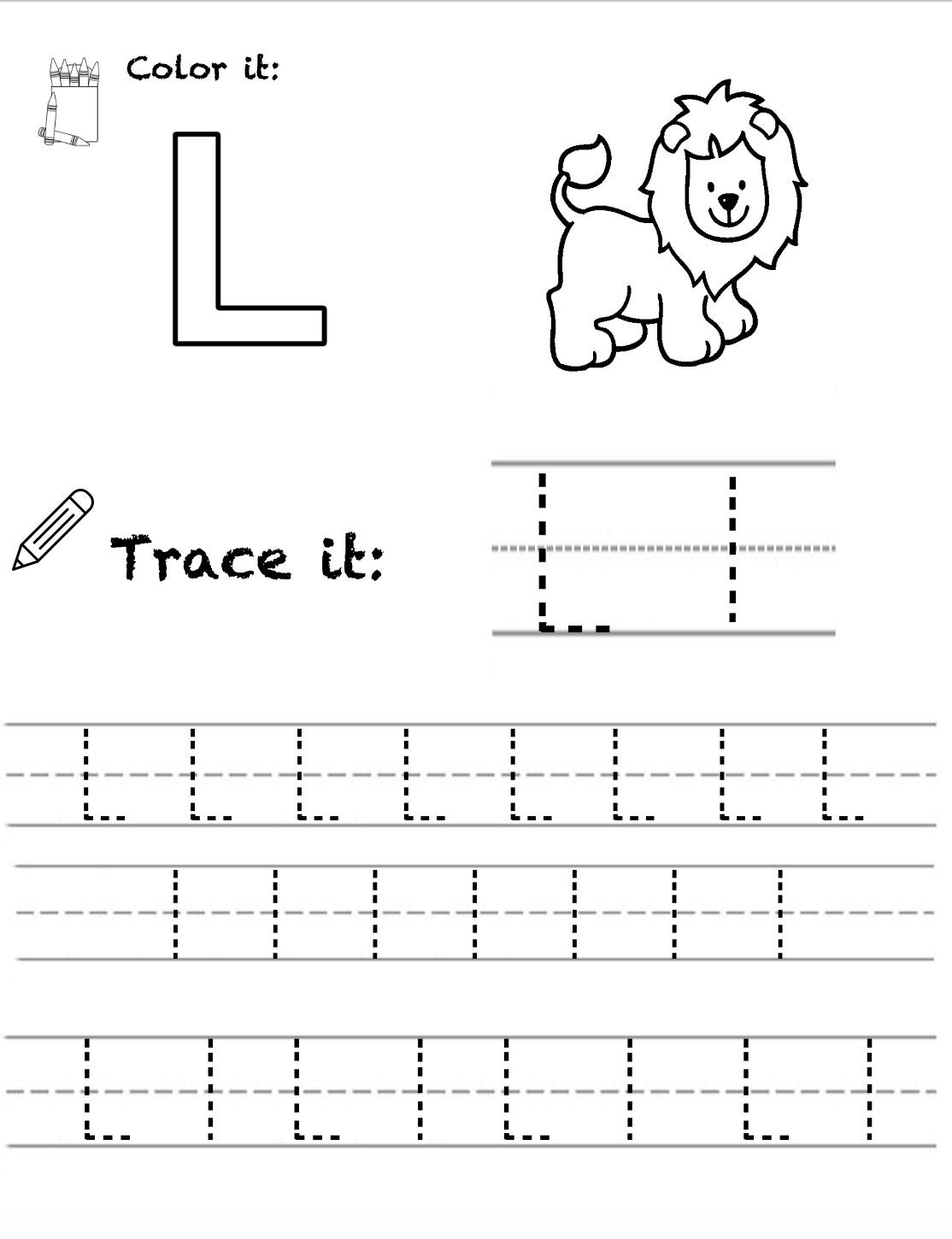 Alphabet Tracing and Identification - Letter L - Etsy