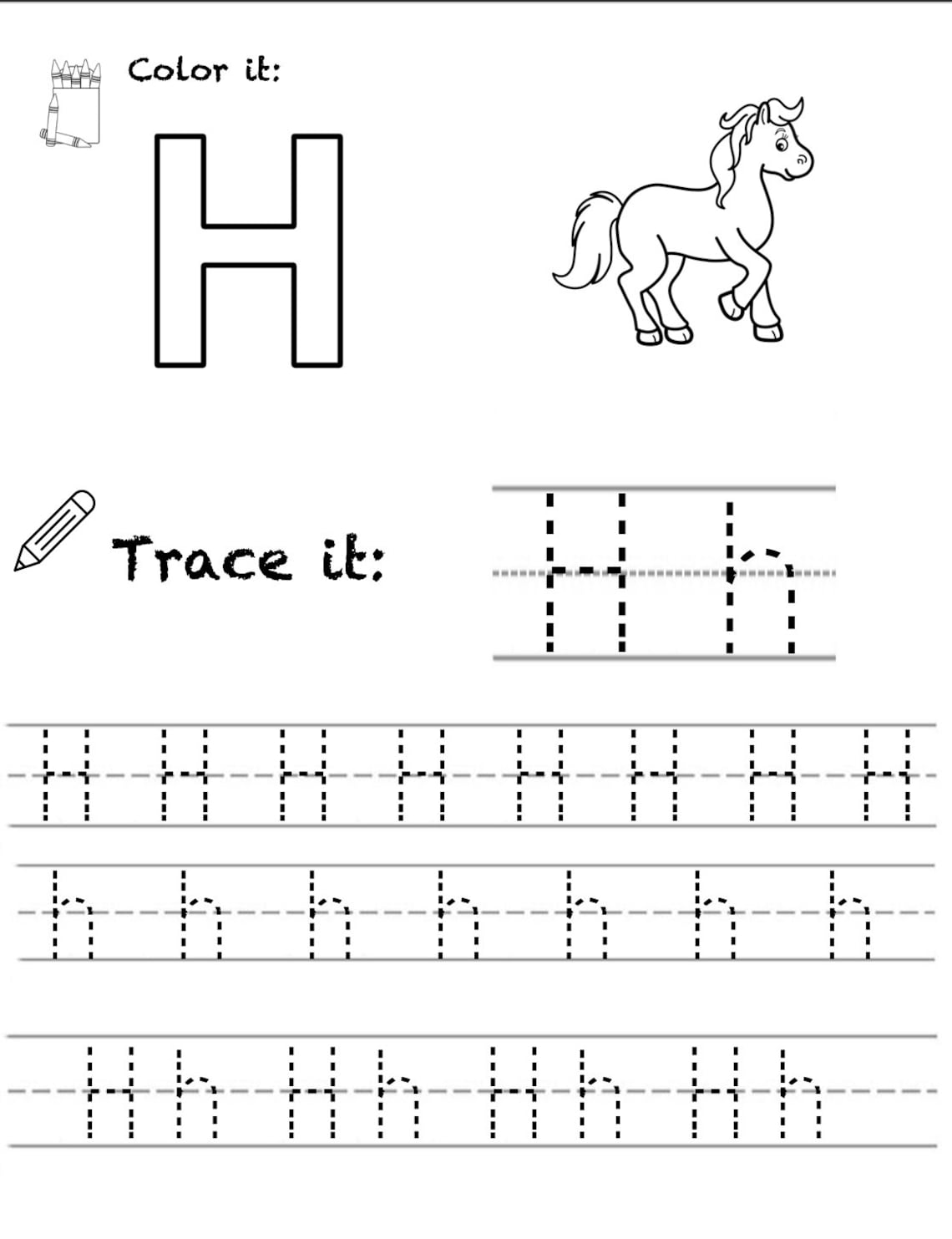 Alphabet Tracing and Identification - Letter H - Etsy