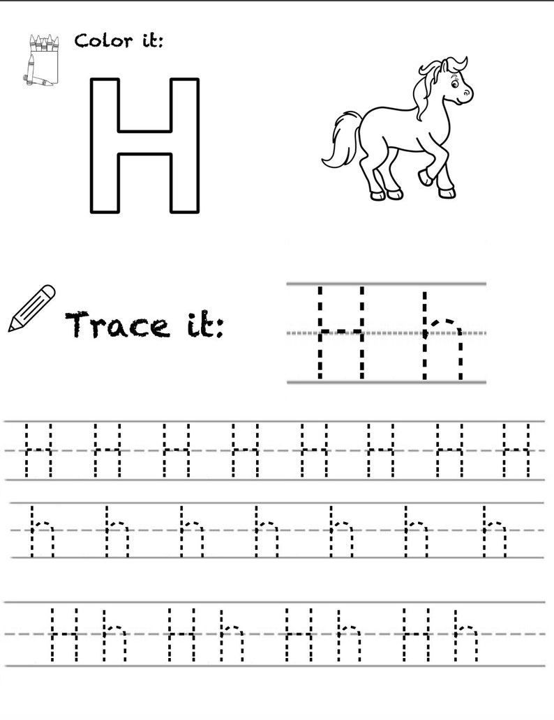 Alphabet Tracing and Identification - Letter H - Etsy