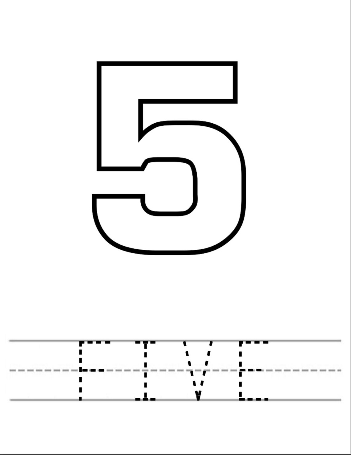 Number 5 Recognition and Tracing Worksheet - Plain - Etsy