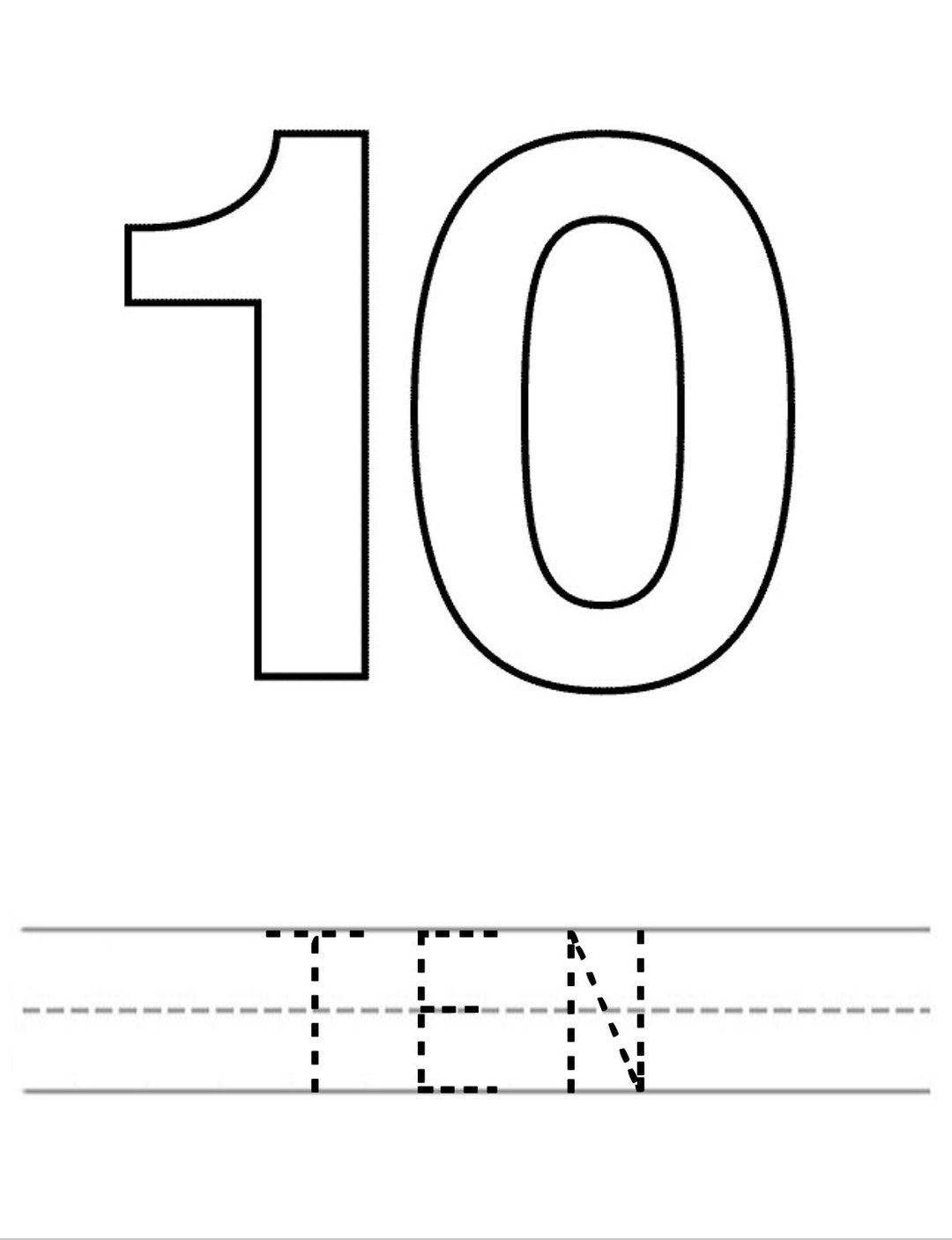 Number 10 Recognition and Tracing Workshop - Plain - Etsy