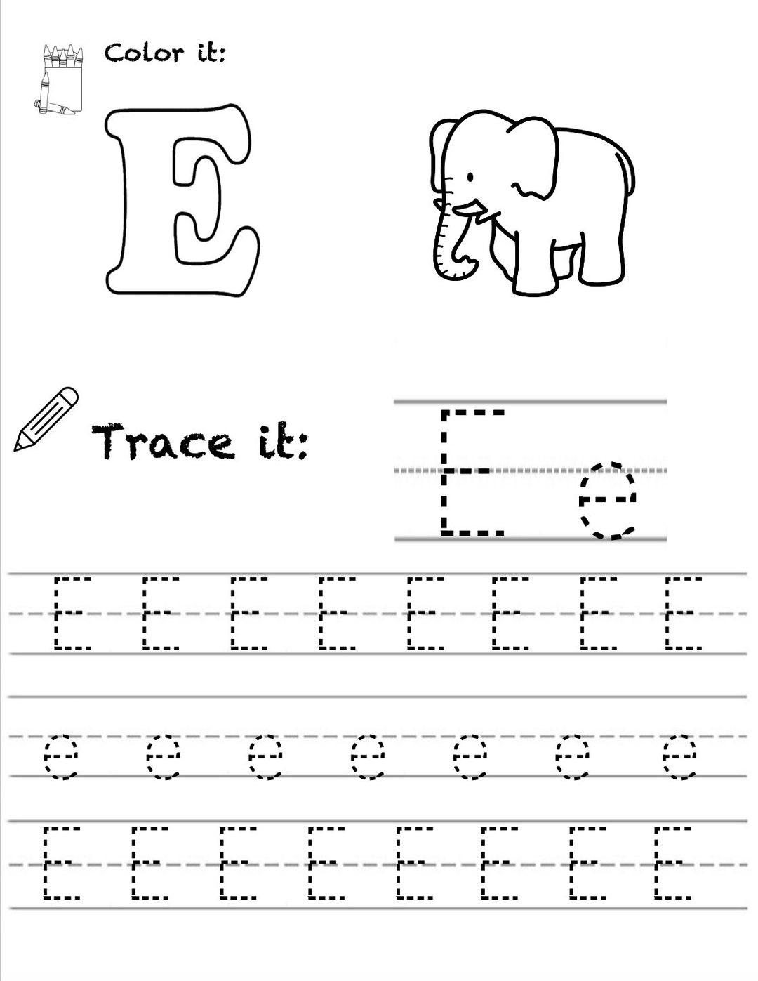 Alphabet Tracing and Idetification - Letter "e" - Etsy