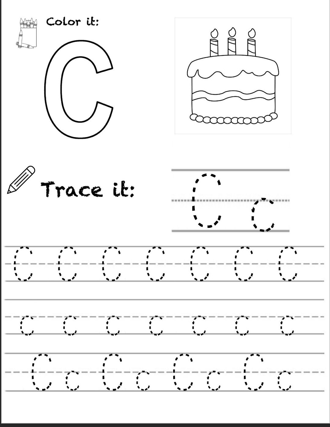 Alphabet Tracing and Identification - Letter "c" - Etsy