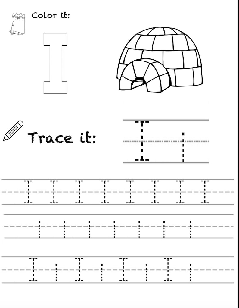 Alphabet Tracing and Identification - Letter I - Etsy