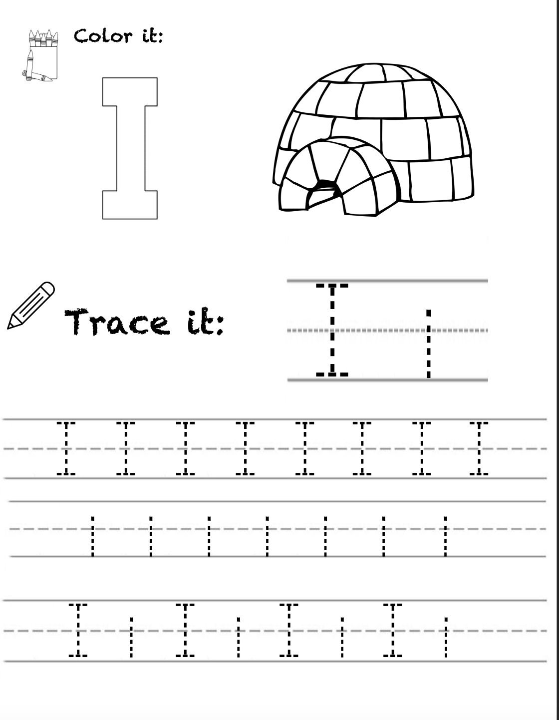 Alphabet Tracing and Identification - Letter I - Etsy
