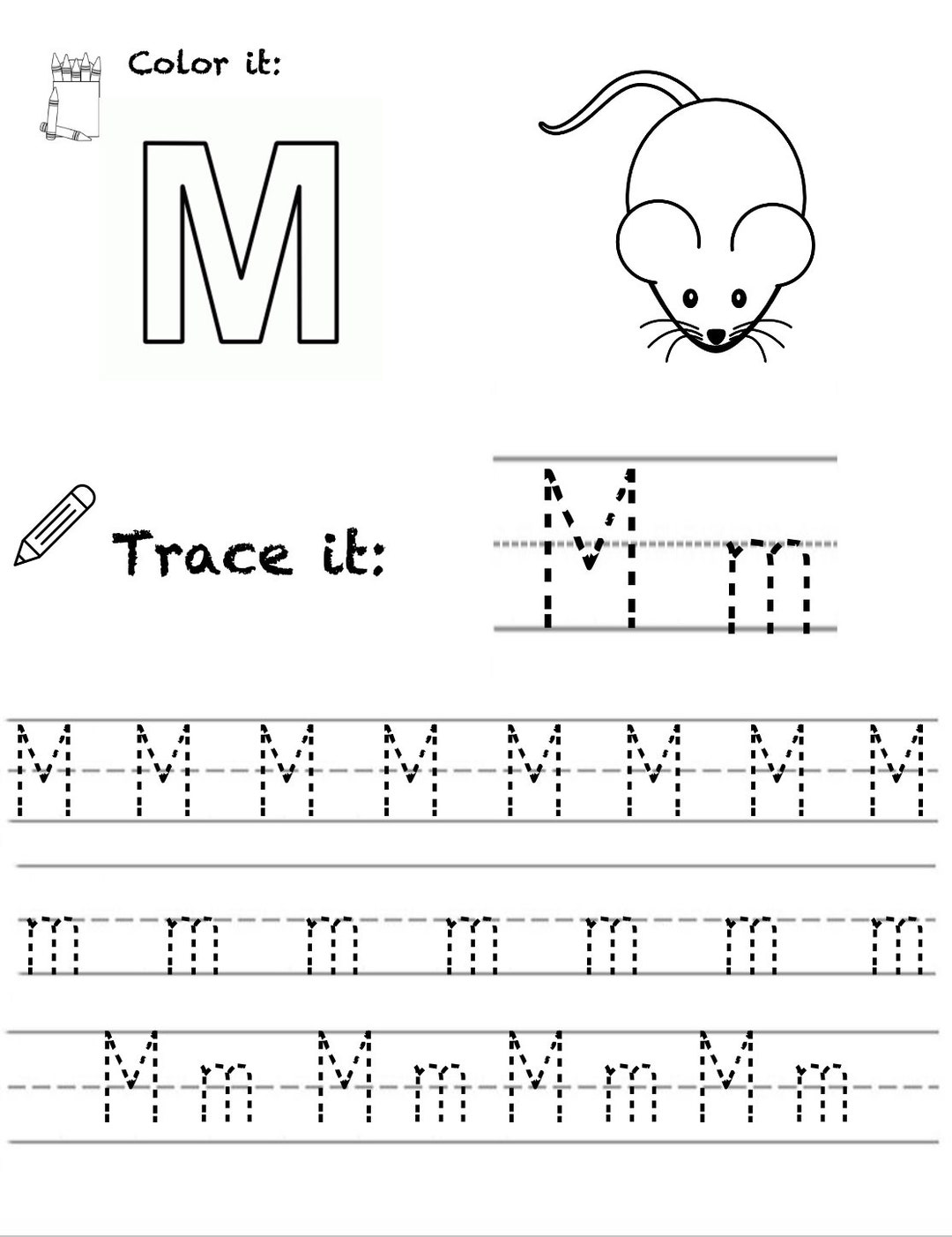 Alphabet Tracing and Identification - Letter M - Etsy