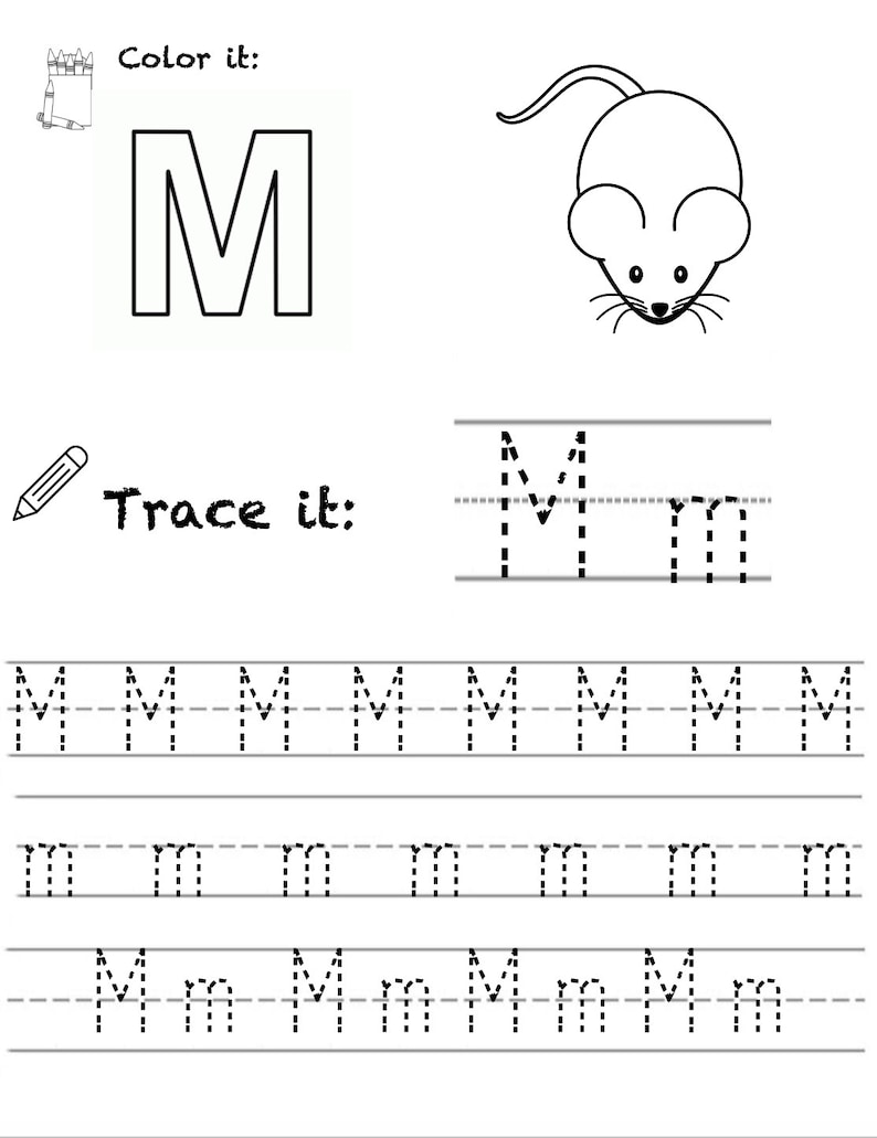 Alphabet Tracing and Identification - Letter M - Etsy