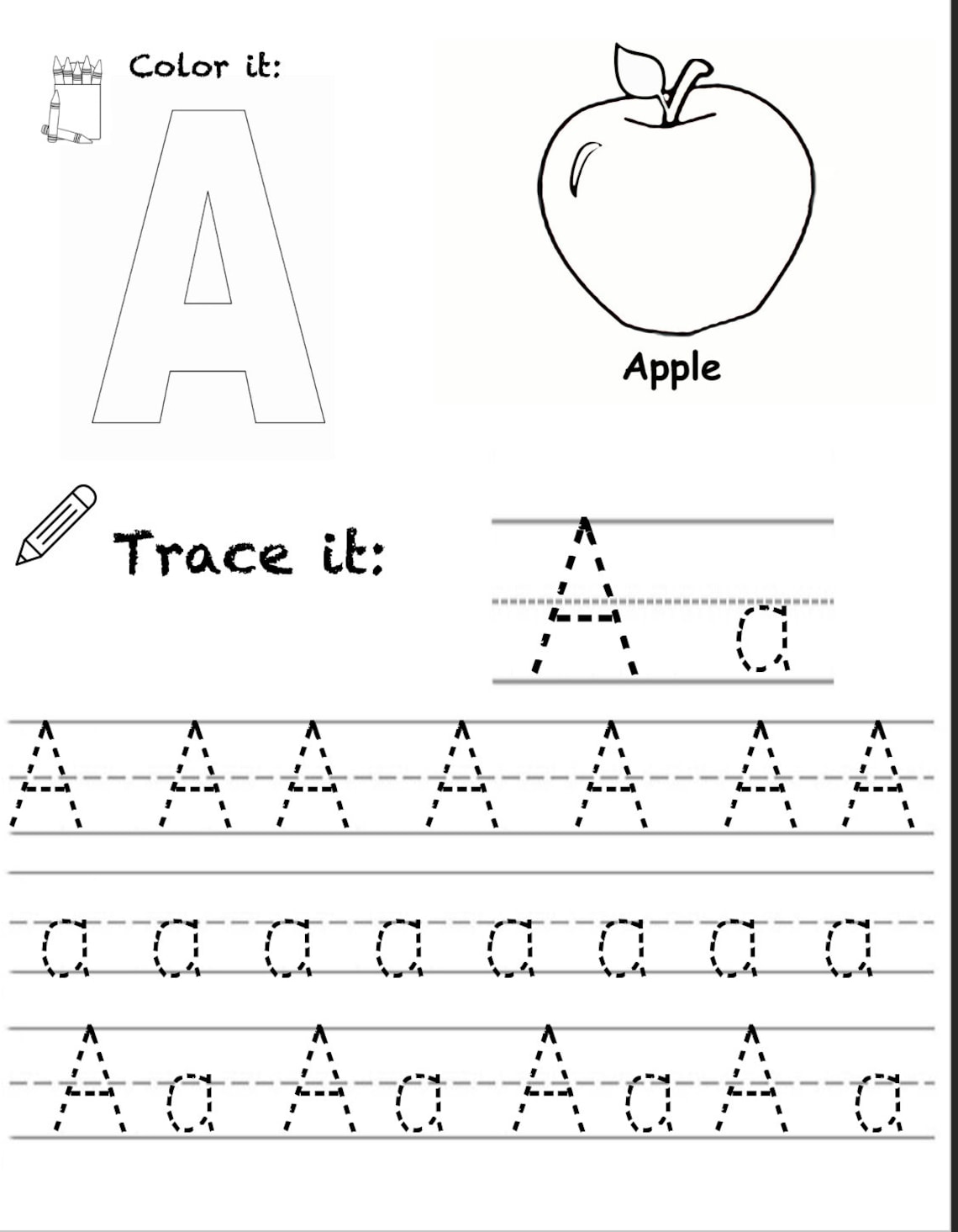 Letter A Tracing and Identification - Etsy