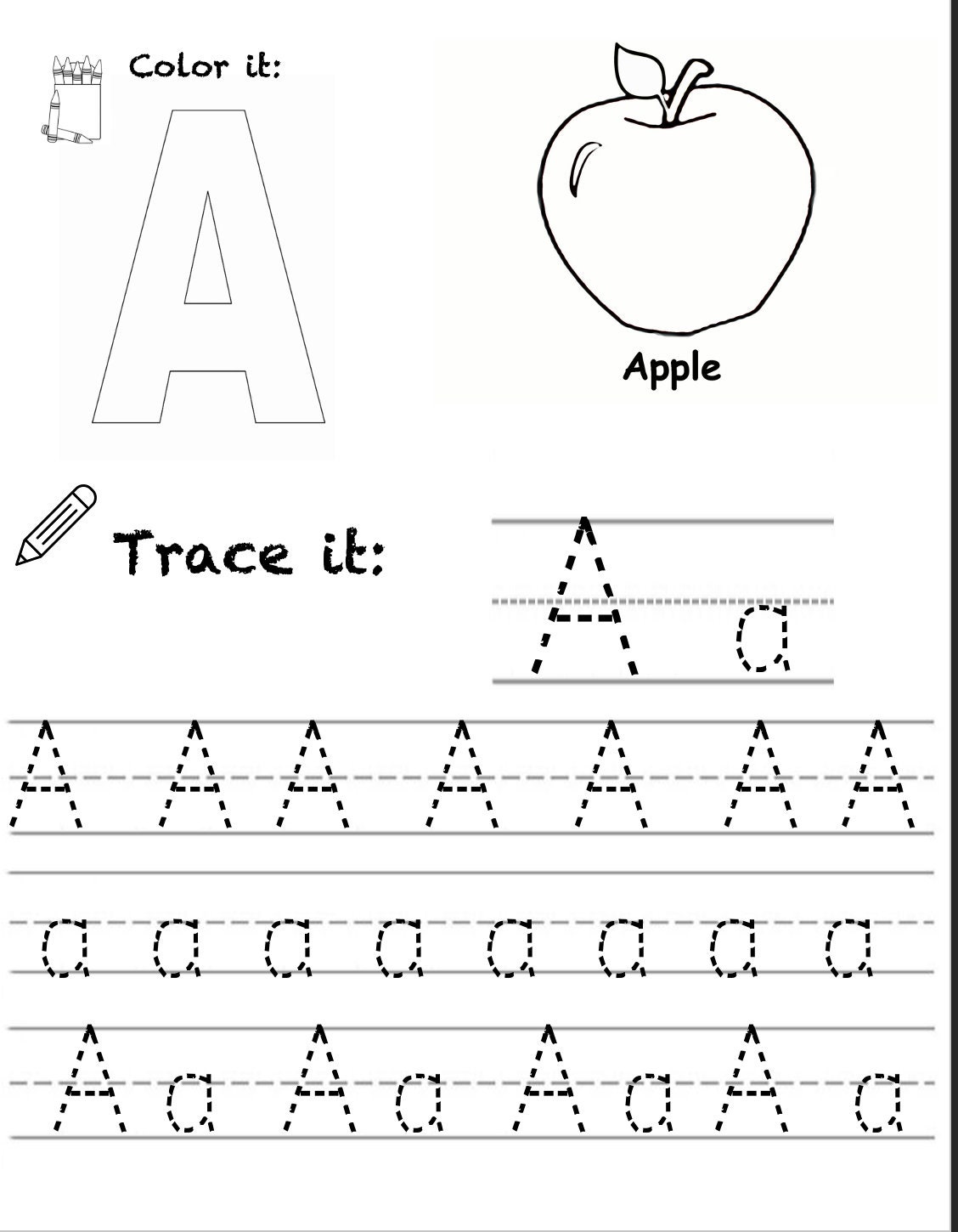 Letter A Tracing and Identification - Etsy