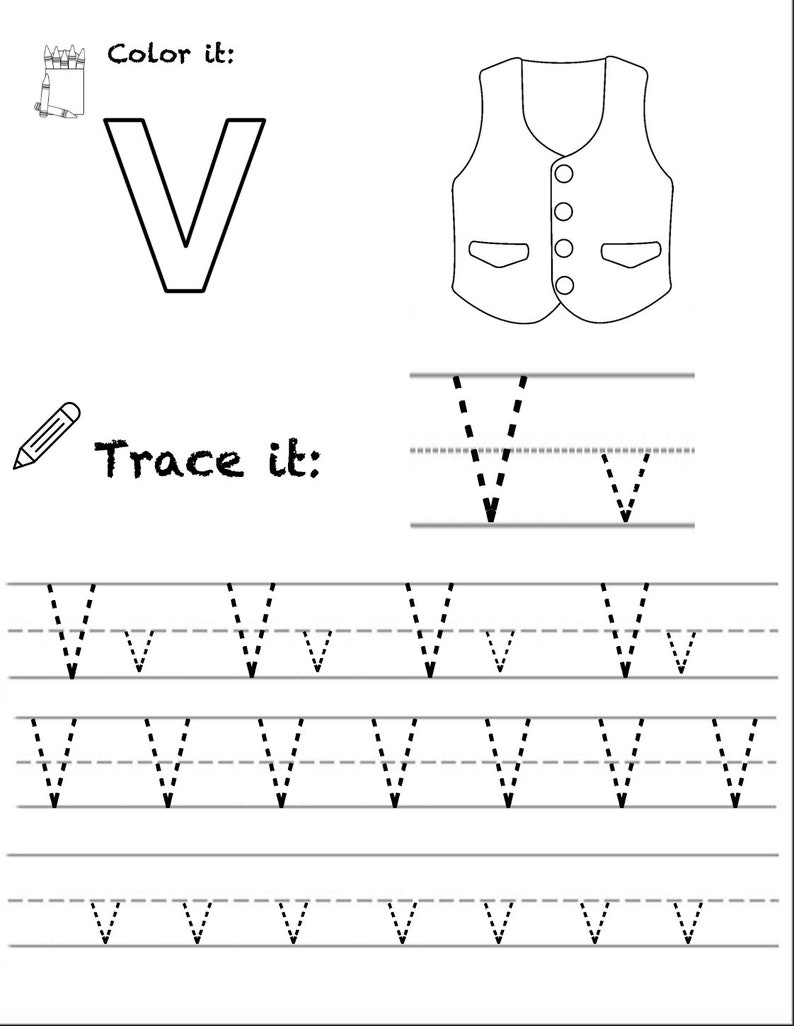 Alphabet Tracing & Identification - Letter V - Etsy