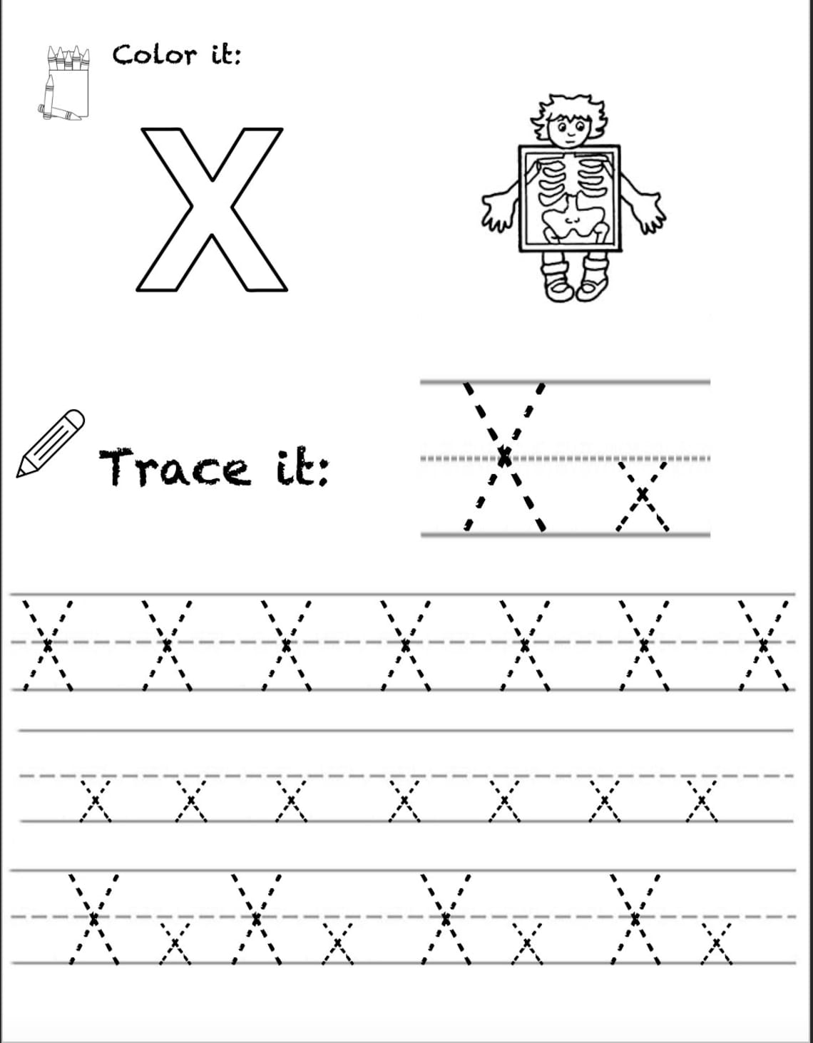 Alphabet Tracing & Identification - Letter X - Etsy