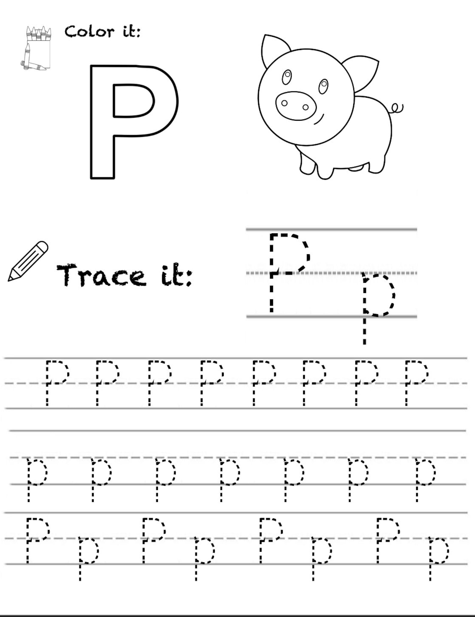 Alphabet Tracing and Identification - Letter P - Etsy