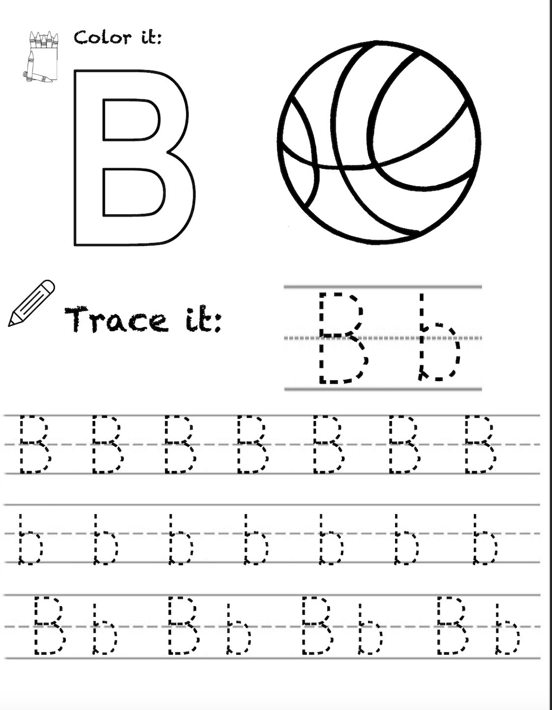 Alphabet Tracing and Identification for Letter "b" - Etsy